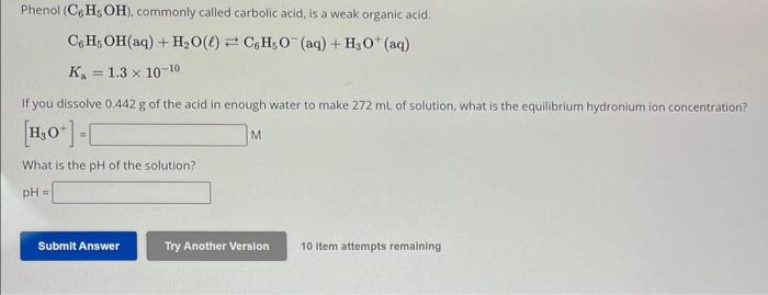 Solved Phenol (C6H5OH), commonly called carbolic acid, is a | Chegg.com