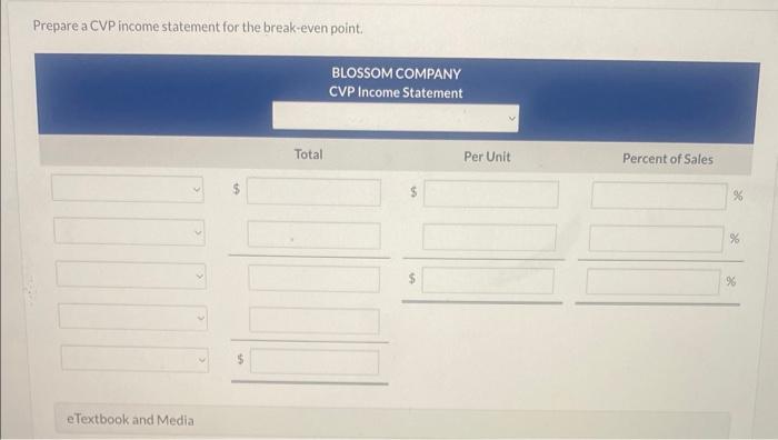 Solved Blossom Company has the following information | Chegg.com