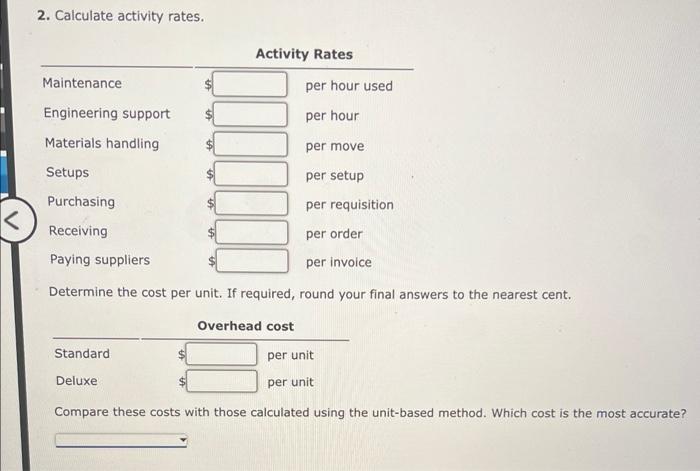 Solved Unit Based Versus Activity Based Costing Fisico 6141