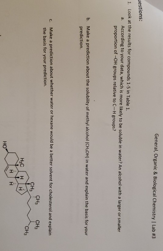 Solved General, Organic & Biological Chemistry Lab #3 | Chegg.com
