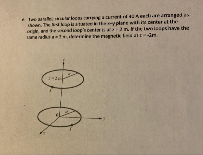 Solved 6. Two parallel, circular loops carrying a current of | Chegg.com