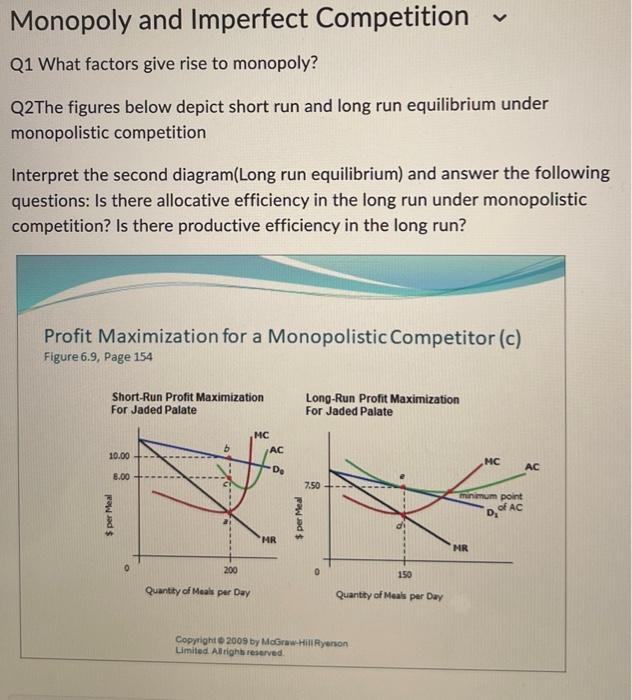 Solved Monopoly and Imperfect Competition Q1 What factors | Chegg.com