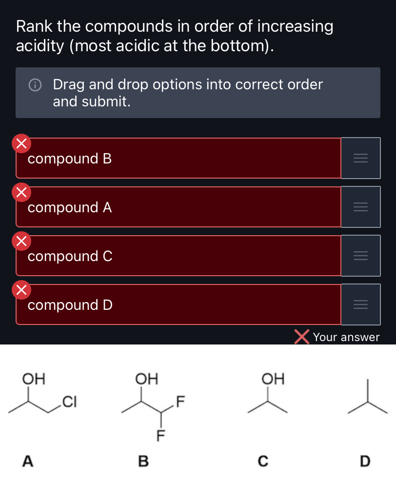 Solved Rank compounds in order of increasing acidity | Chegg.com