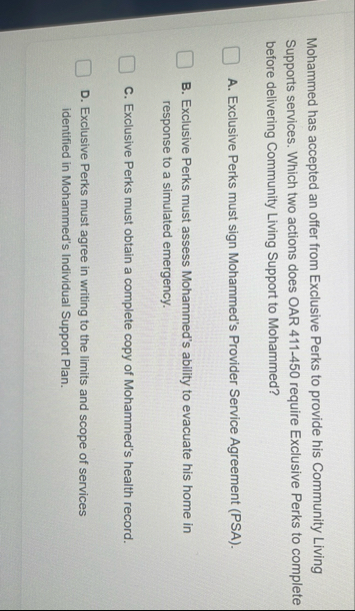 Solved Mohammed has accepted an offer from Exclusive Perks | Chegg.com