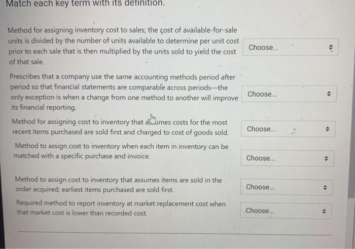 Solved Match each key term with its definition. Choose... 1 | Chegg.com