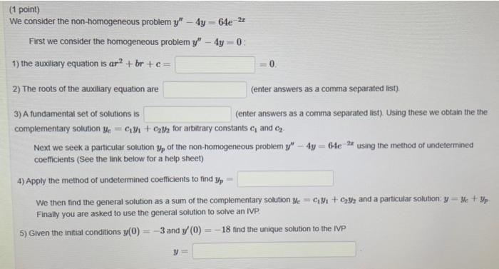 Solved (1 point) We consider the non-homogeneous problem | Chegg.com