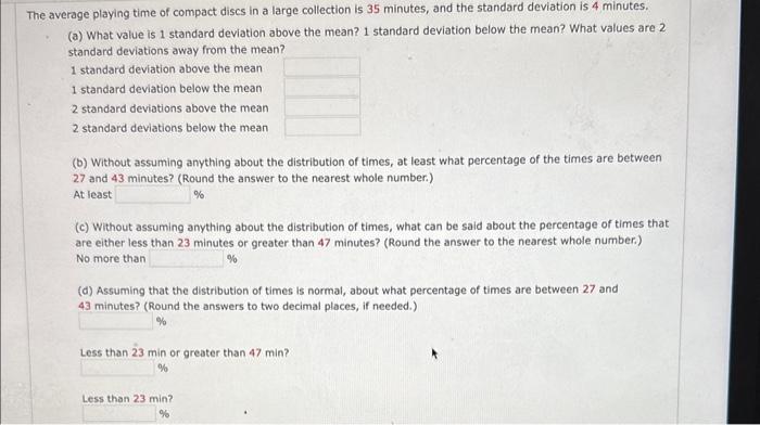 Solved average playing time of compact discs in a large | Chegg.com