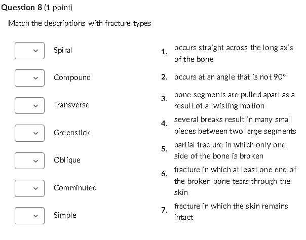 Solved Question 8 (1 ﻿point)Match the descriptions with | Chegg.com