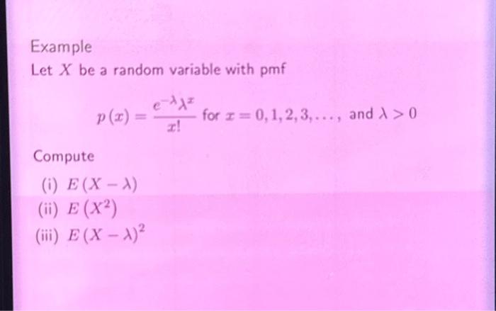 Solved Example Let X be a random variable with pmf | Chegg.com