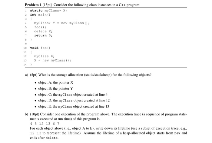 Solved 1 3 4 5 6 Problem 1 [15pt] Consider the following | Chegg.com
