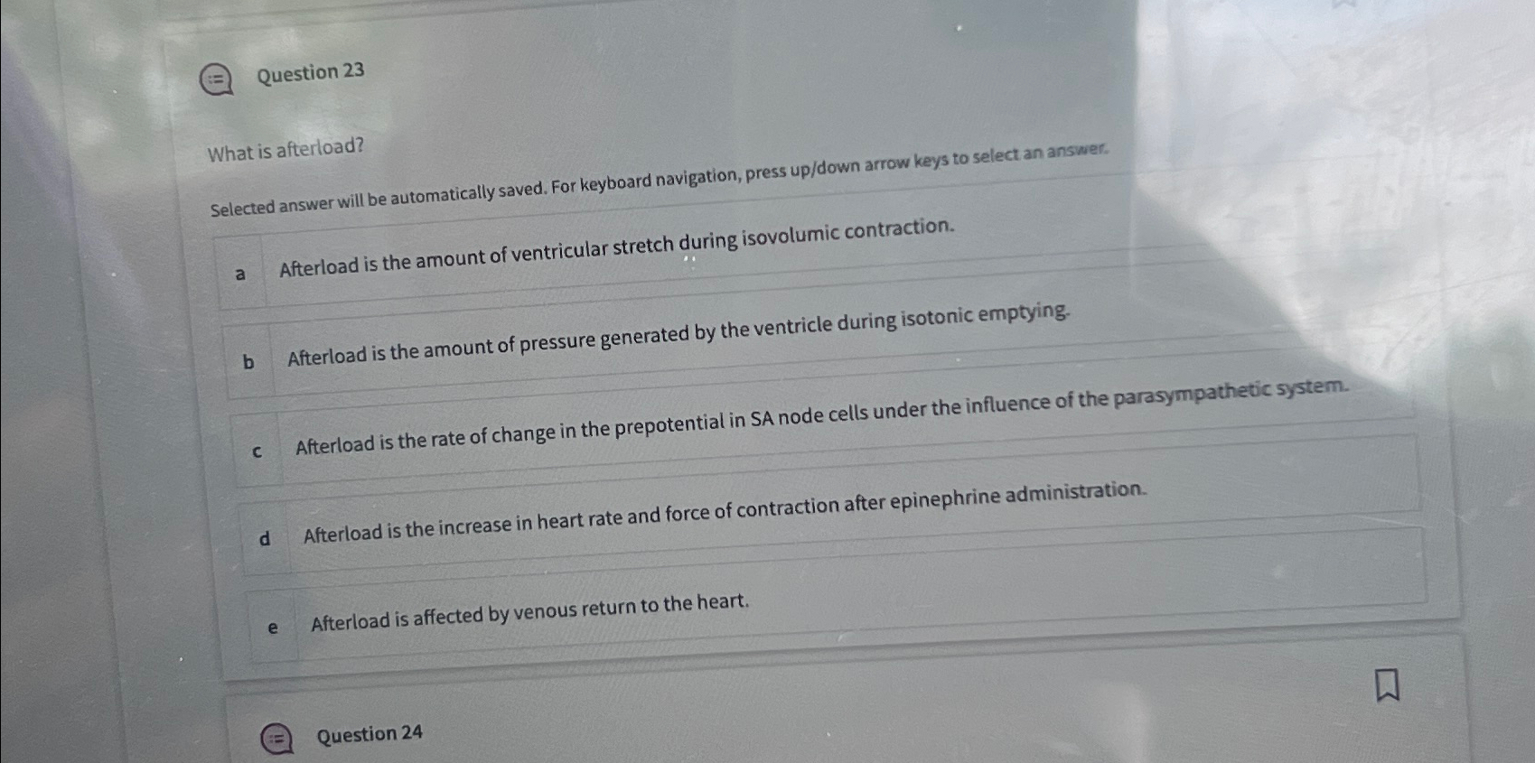 Solved What is afterload?Selected answer will be | Chegg.com