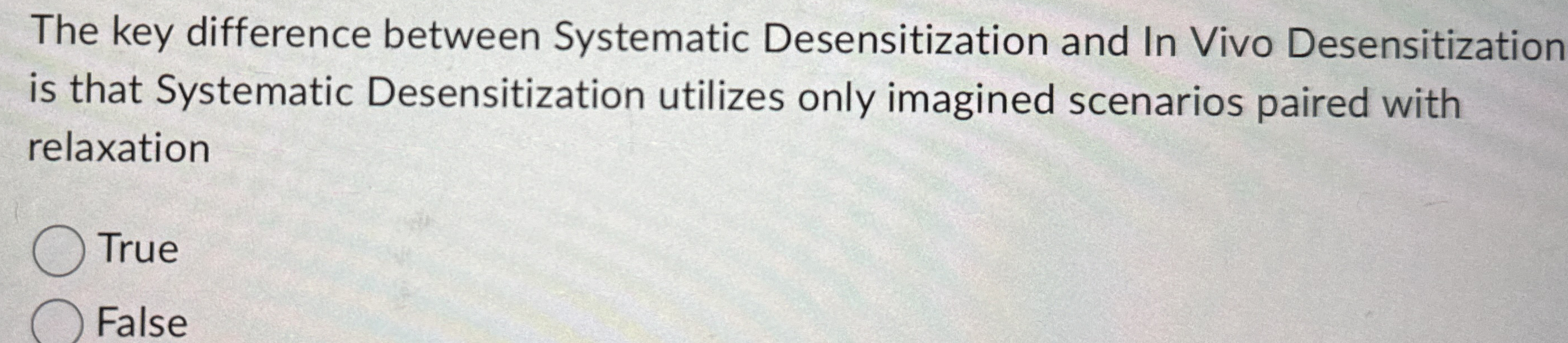 Solved The key difference between Systematic Desensitization | Chegg.com