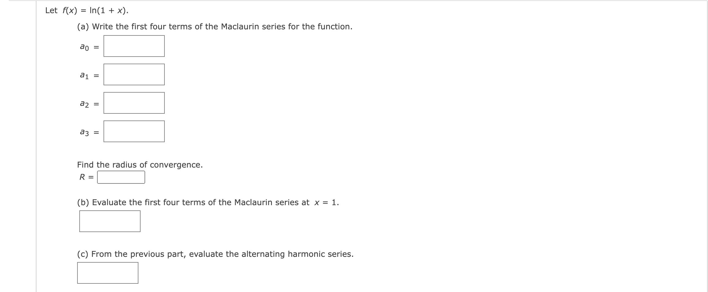 Solved Let f(x)=ln(1+x).(a) ﻿Write the first four terms of | Chegg.com