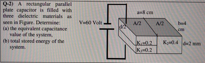 Solved a=8 cm V=60 Volt Q-2) A rectangular parallel plate | Chegg.com