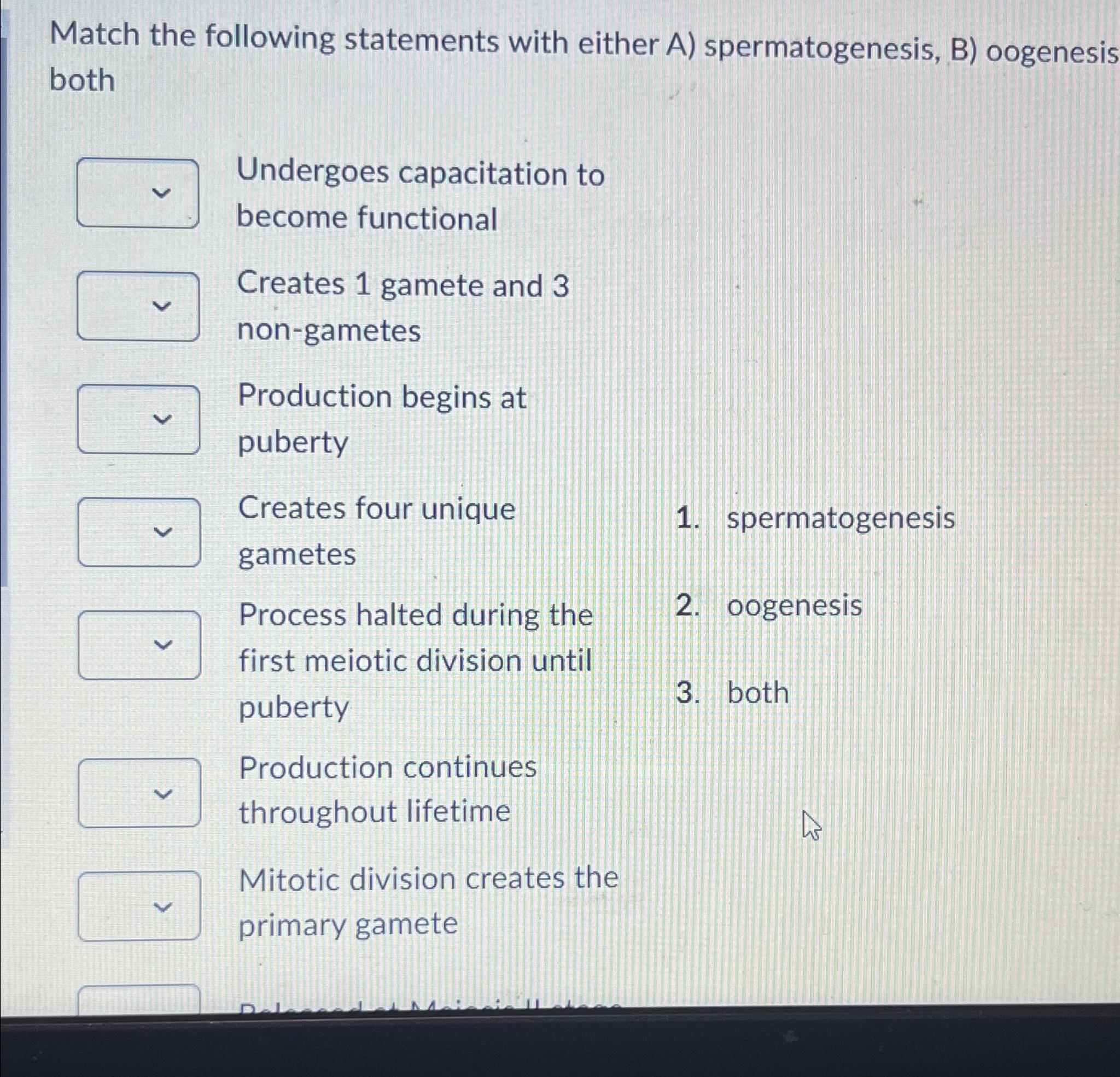 Solved Match the following statements with either A) | Chegg.com