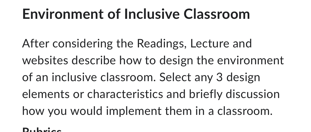 Solved Environment of Inclusive ClassroomAfter considering | Chegg.com