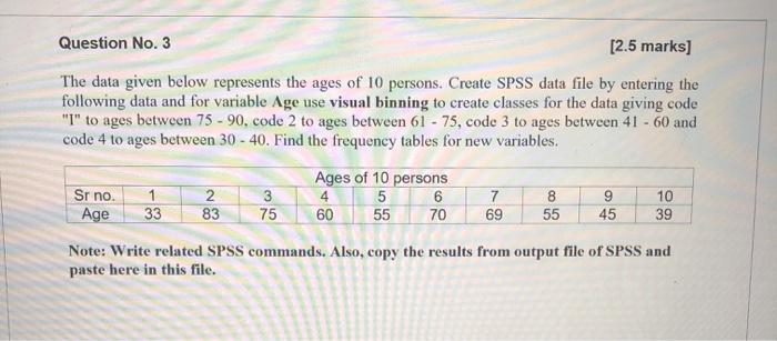 Note: Write related SPSS commands. Also, Copy the | Chegg.com