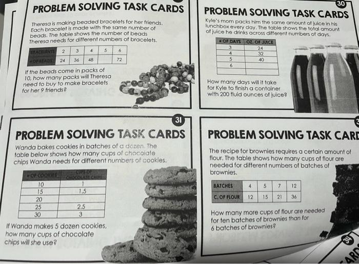 Solved 25 PROBLEM SOLVING TASK CARDS Marco is his | Chegg.com