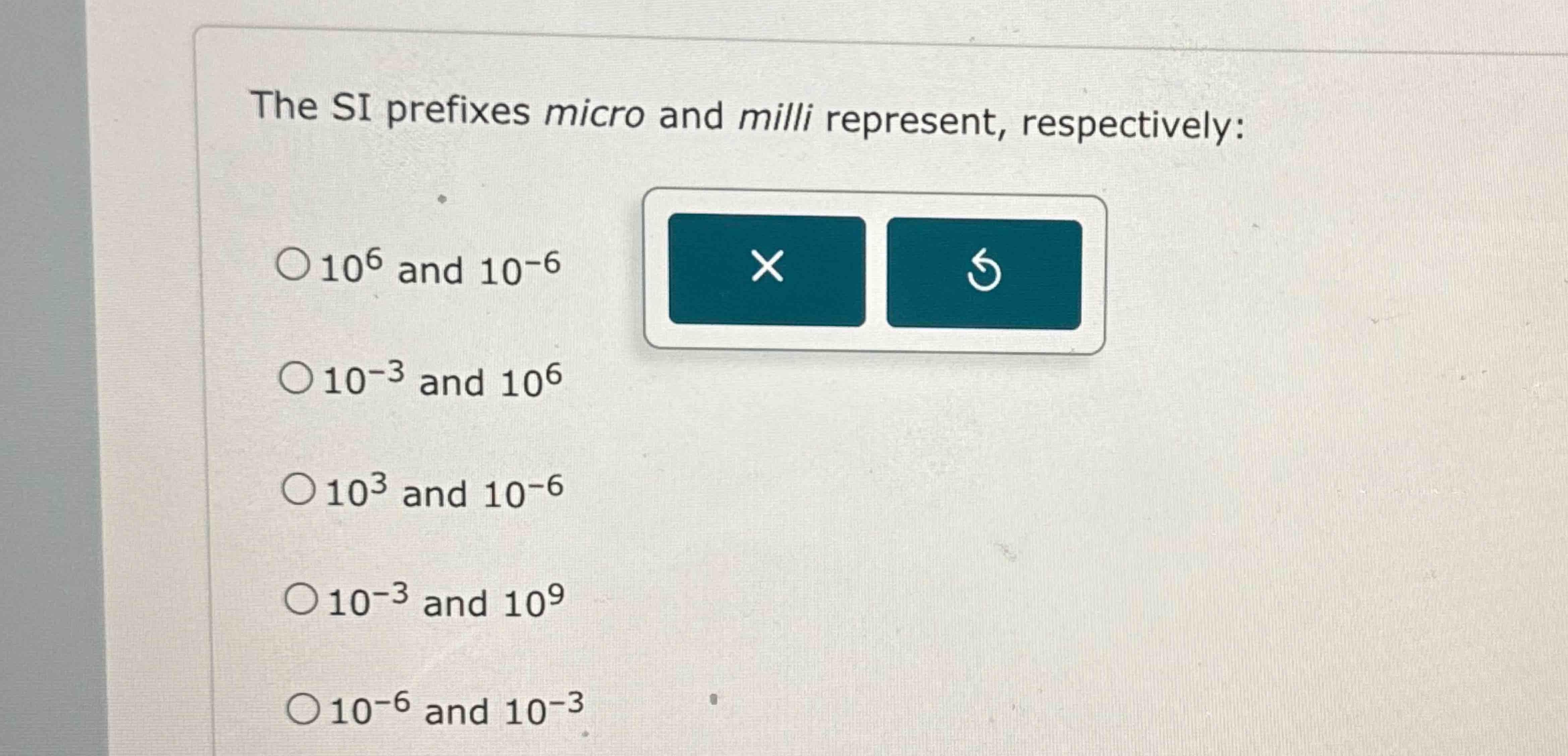 Solved The SI ﻿prefixes micro and milli represent, | Chegg.com
