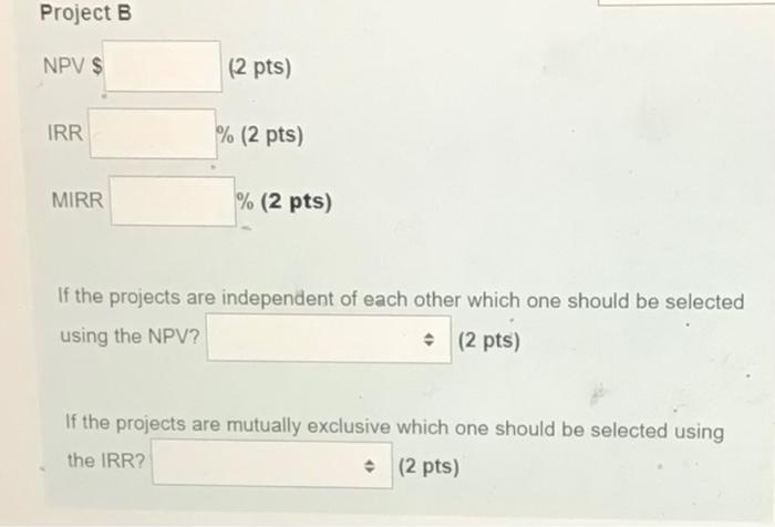 Solved Using Excel calculate the NPV, IRR and the MIRR for | Chegg.com