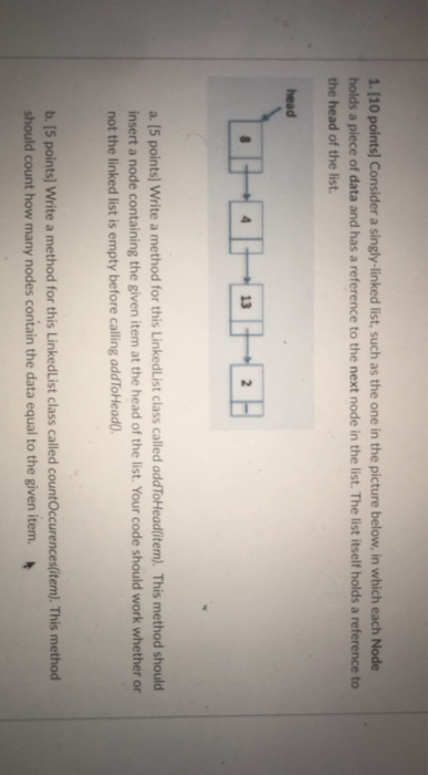 Solved 1. [10 points) Consider a singly-linked list, such as | Chegg.com