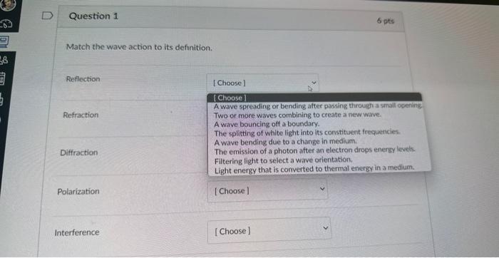 Solved Match the wave action to its definition. Reflection | Chegg.com