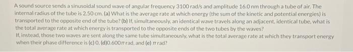 Solved A sound source sends a sinusoidal sound wave of | Chegg.com