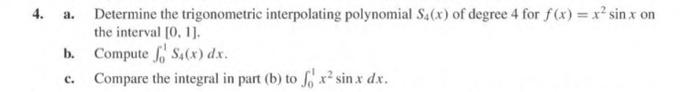 Solved 4. a. Determine the trigonometric interpolating | Chegg.com