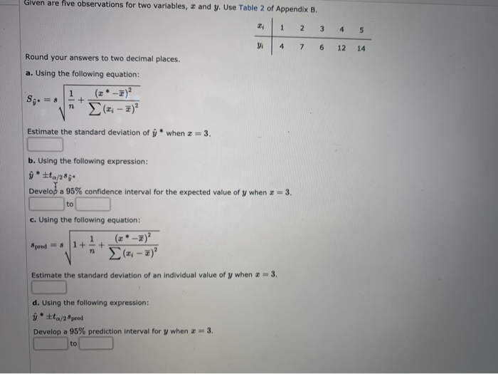 Solved Given are five observations for two variables, I and | Chegg.com