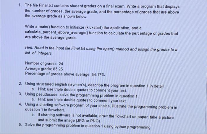 Solved separate into 3 sections: 1. structured english, 2. | Chegg.com