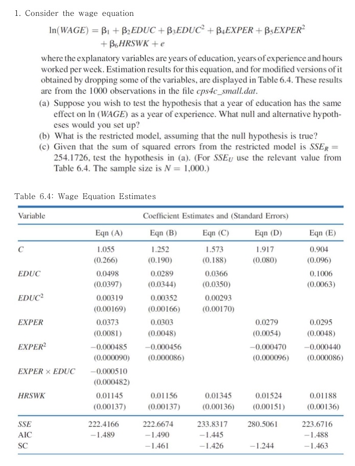 Solved Consider the wage equationIn(WAGE) = ﻿Bi + ﻿BEDUC + | Chegg.com