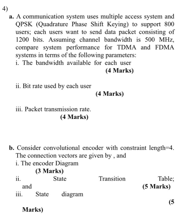 4) a. A communication system uses multiple access | Chegg.com