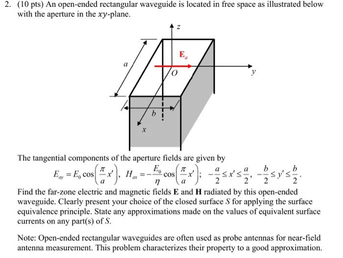2. (10 pts) An open-ended rectangular waveguide is | Chegg.com