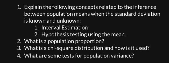 Solved 1. Explain the following concepts related to the | Chegg.com