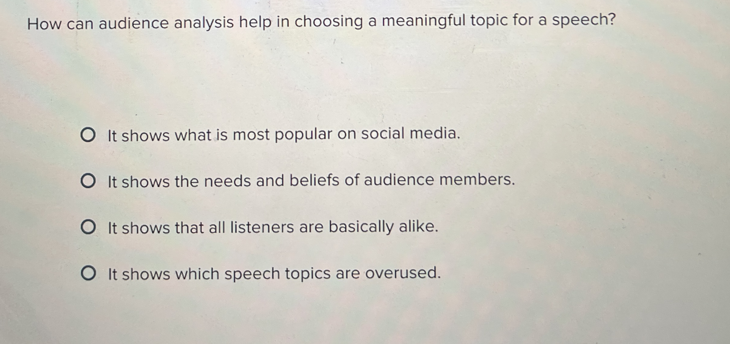 Solved How can audience analysis help in choosing a | Chegg.com