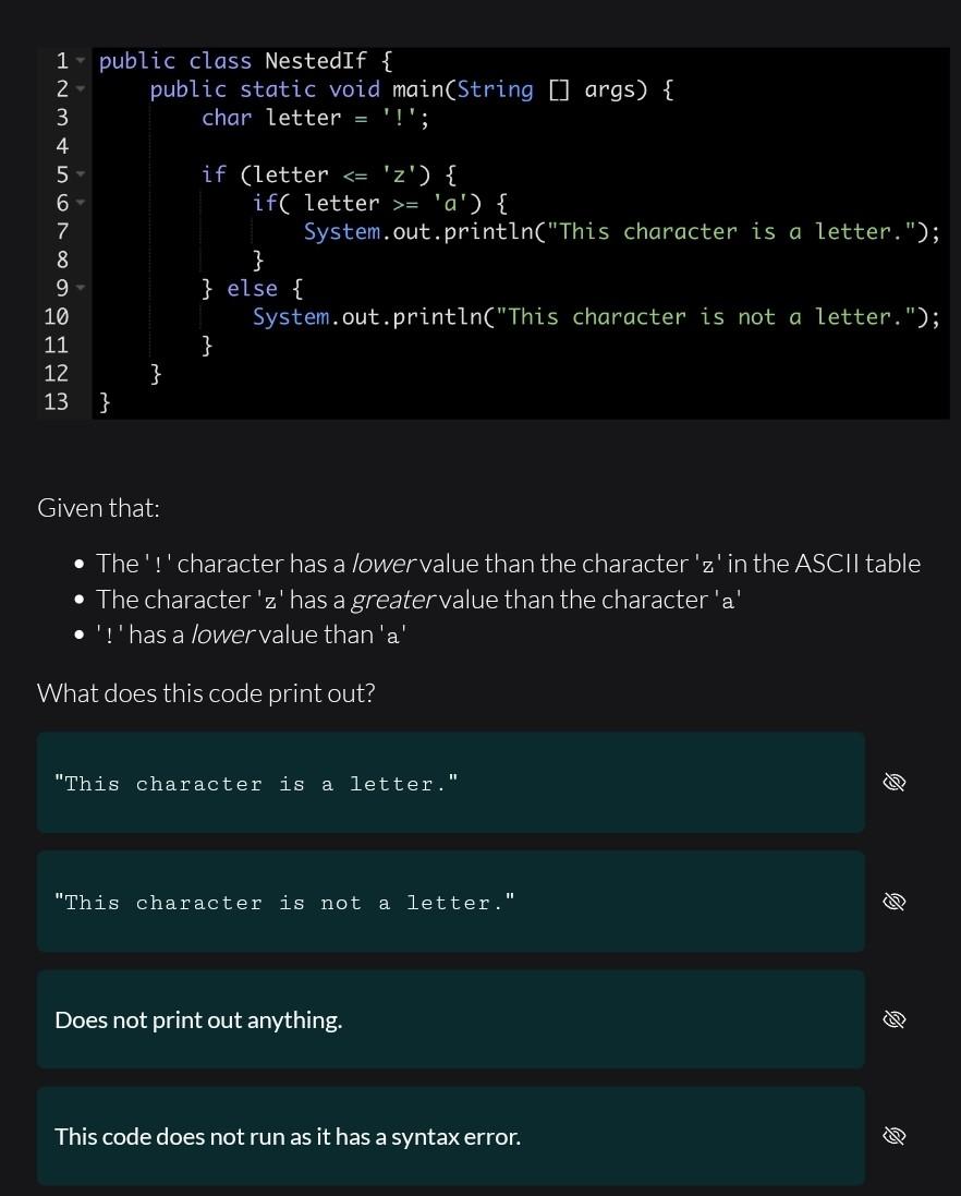Solved public class NestedIf \{ public static void | Chegg.com