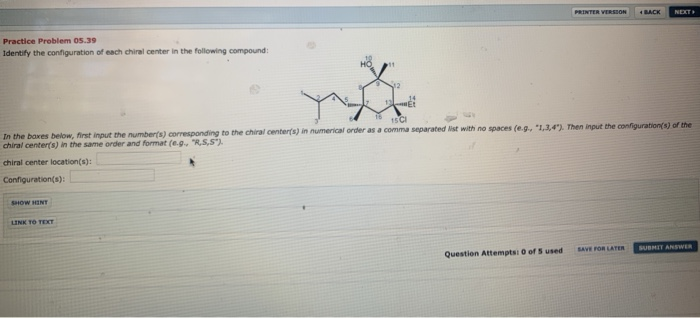 Solved Practice Problem 05.39 Identify the configuration of | Chegg.com