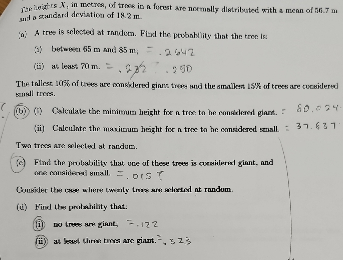 boights X, ﻿in metres, of trees in a forest are | Chegg.com