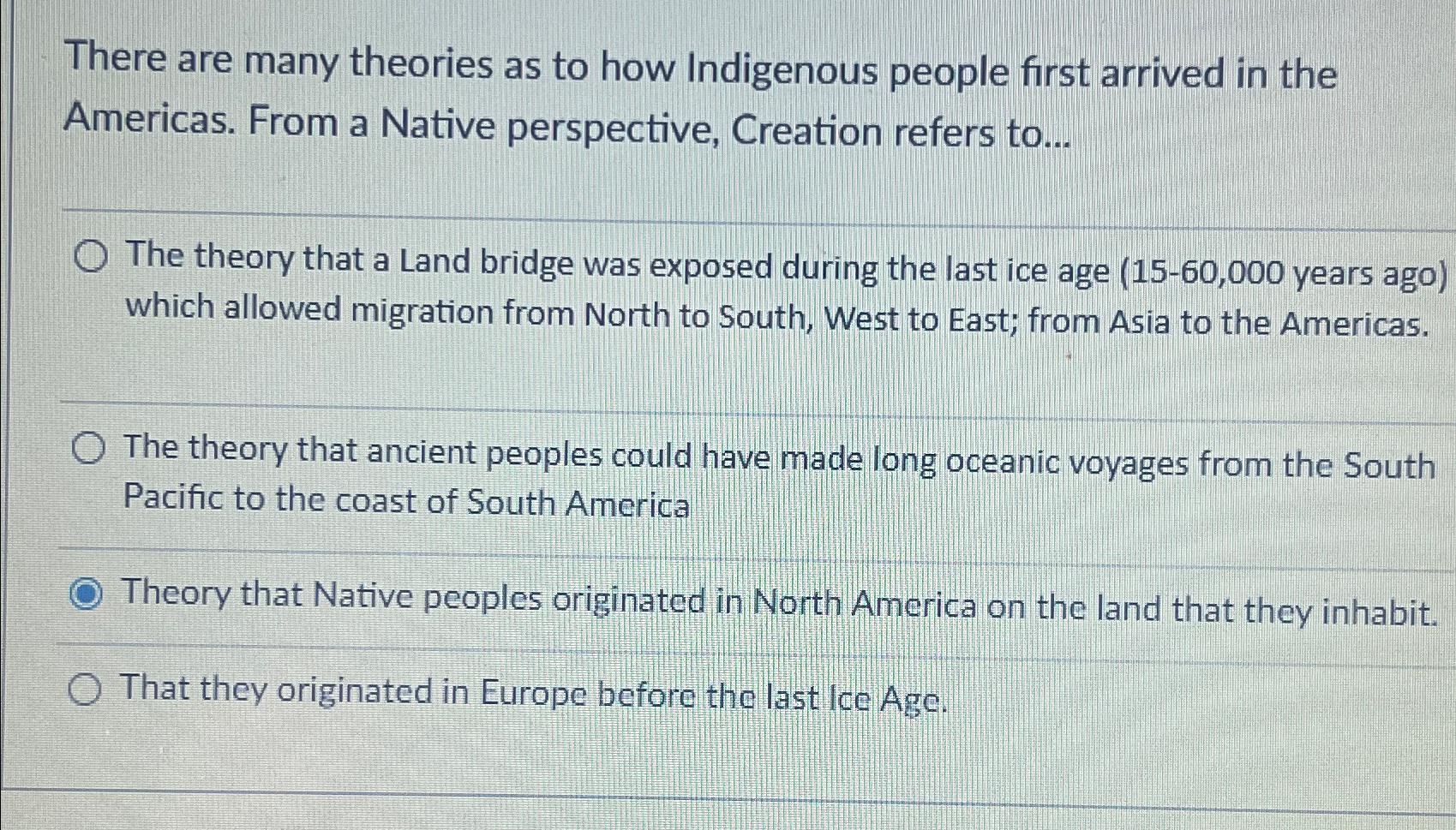 Solved There are many theories as to how Indigenous people | Chegg.com