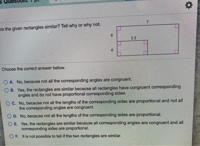 Solved 7 -re the given rectangles similar? Tell why or why | Chegg.com
