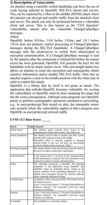 Solved 1. Read the description of the vulnerabilities and | Chegg.com