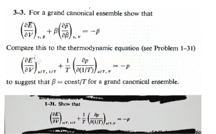 Solved 3-3. For a grand canonical ensemble show that | Chegg.com