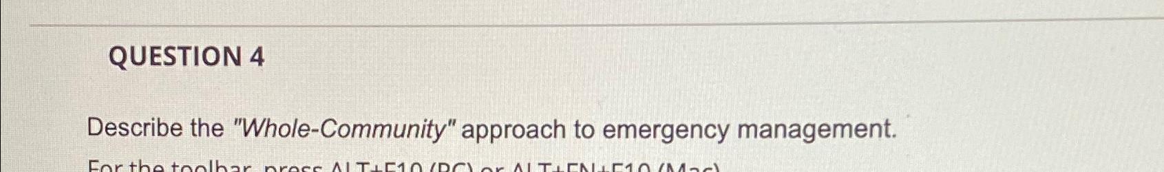 Solved QUESTION 4Describe the "Whole-Community" approach to | Chegg.com