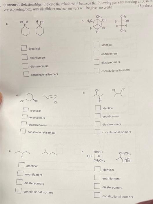 Solved Structural Relationships. Indicate the relationship | Chegg.com