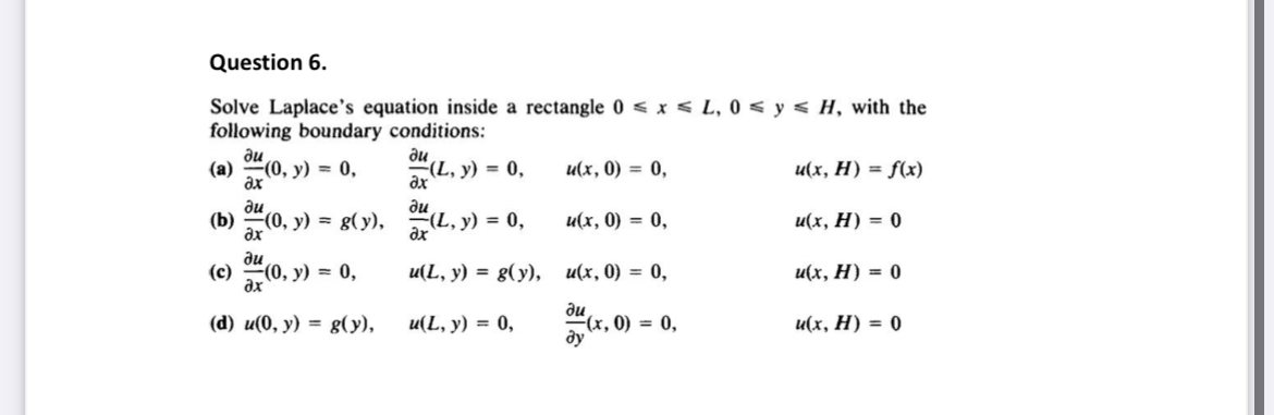 Solved Question 6.Solve Laplace's equation inside a | Chegg.com