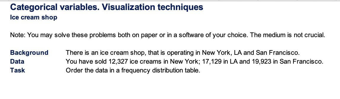 Solved Categorical variables. Visualization techniquesIce | Chegg.com