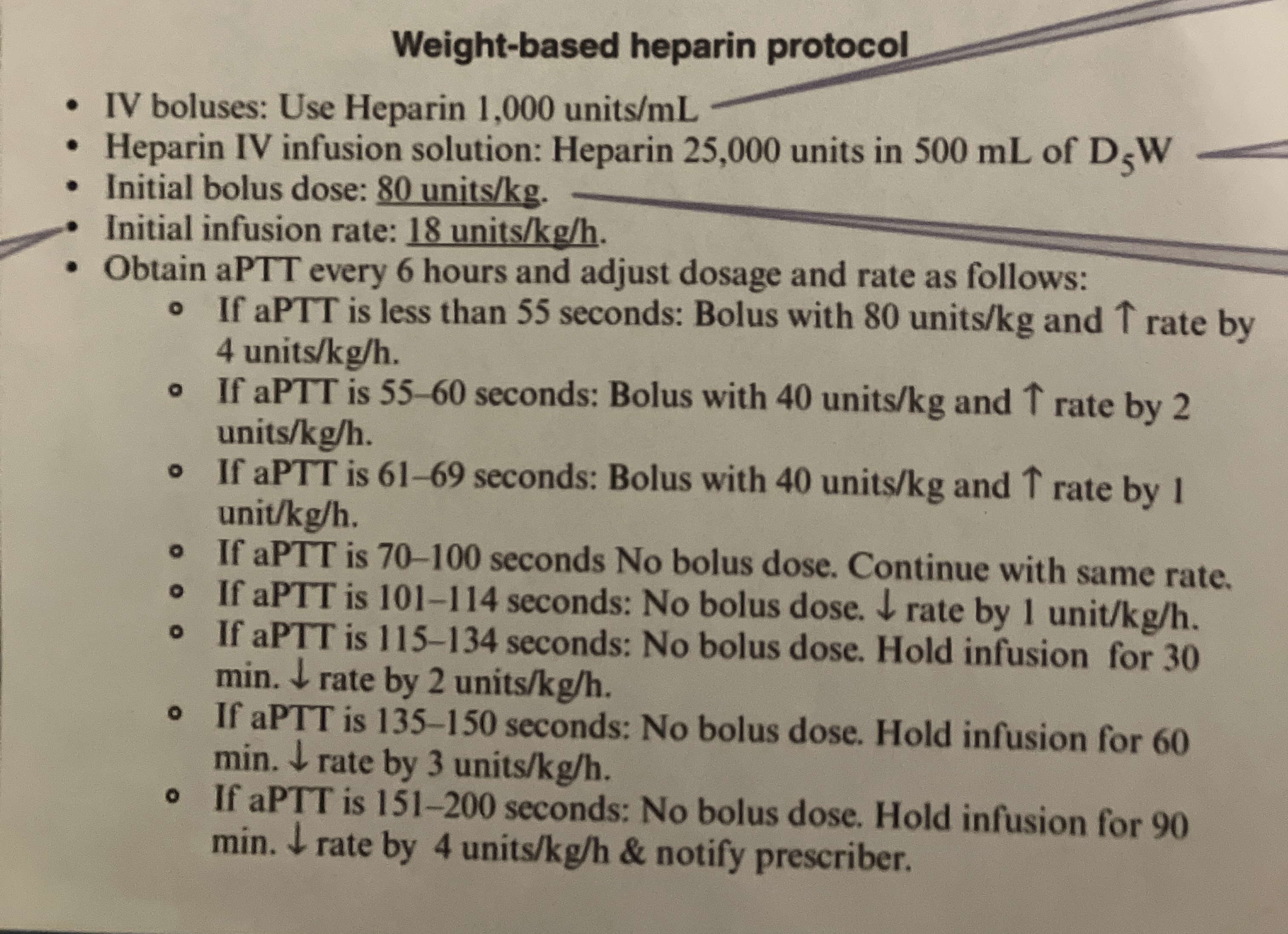 Weight-based heparin protocolIV boluses: Use Heparin | Chegg.com