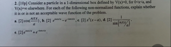 Solved 10p ﻿Consider a particle in a 1-dimensional box | Chegg.com