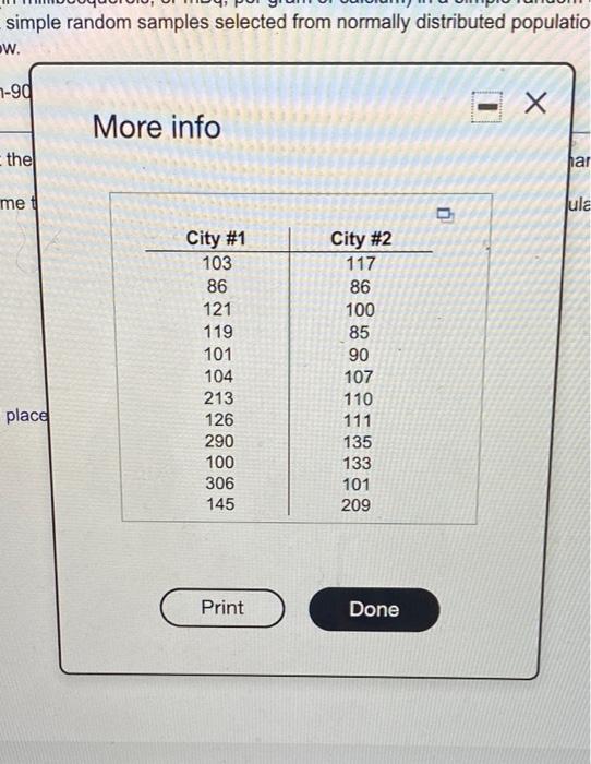 Solved simple random samples selected from normally | Chegg.com