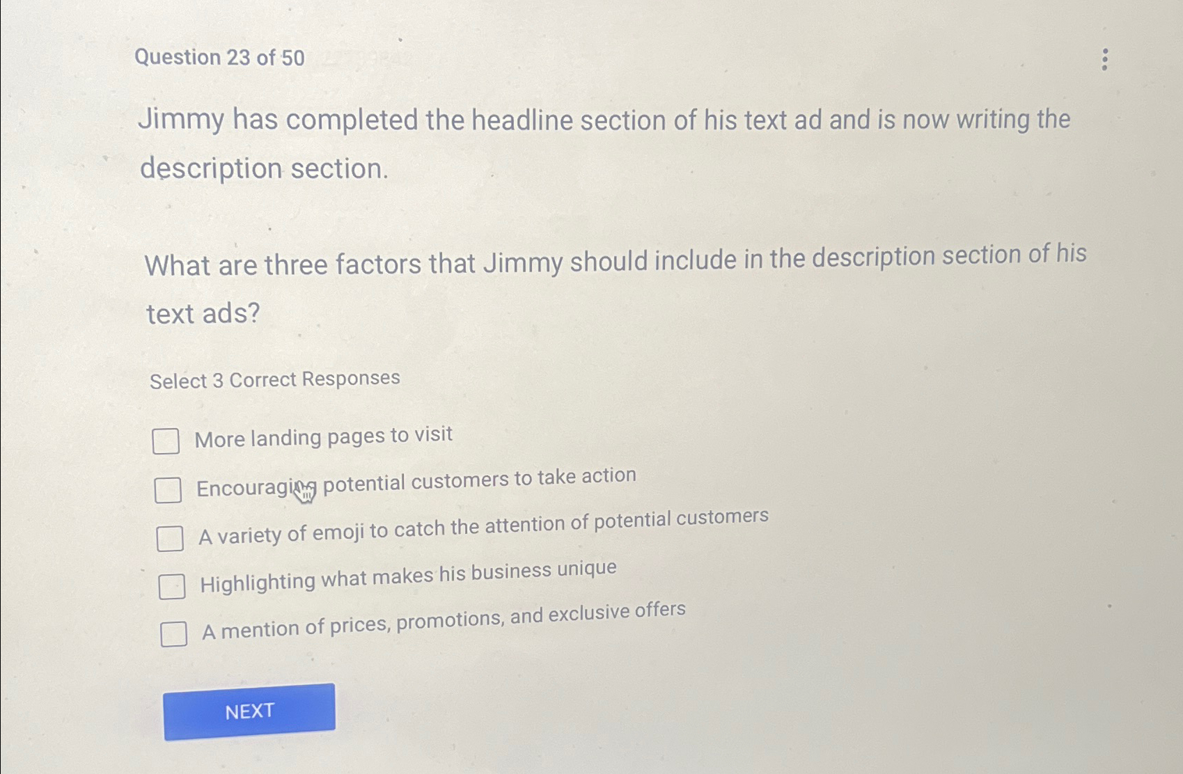 Solved Question 23 ﻿of 50Jimmy has completed the headline | Chegg.com